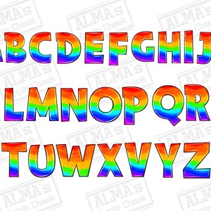 Rainbow Alphabet Png Files Bundle, Rainbow Doodle Letters Png, Rainbow ...