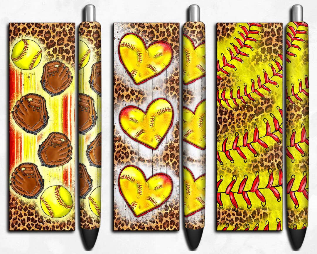 Softball Leopard Pen Wrap Png Sublimation Design Download, Softball Png ...
