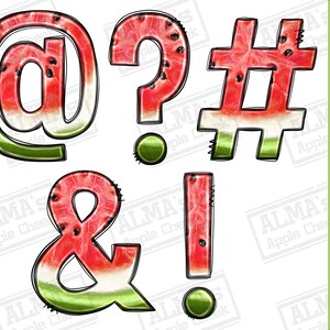 Watermelon Alphabet Bundle Png, Watermelon Doodle Letters Png ...