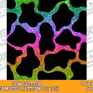 Cow Glitter Seamless Pattern Digital Paper, Western Digital Seamless ...