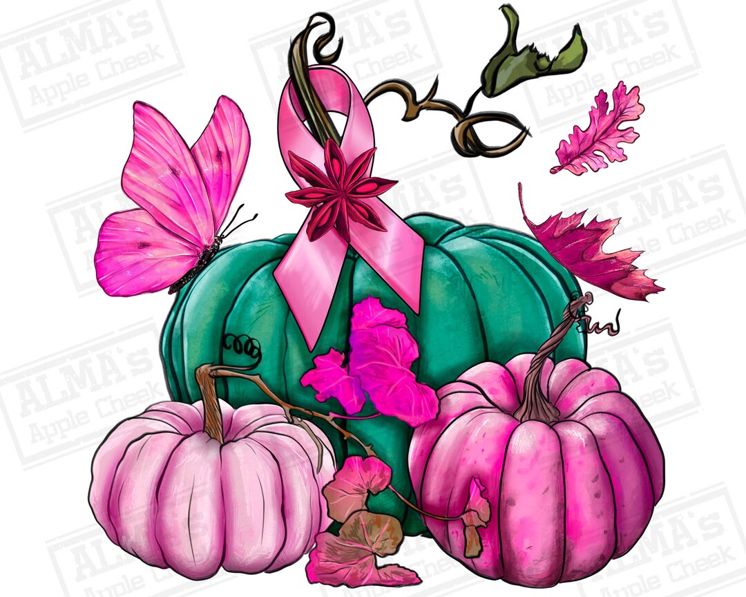 Autumn Breast Cancer Pumpkins Png Sublimation Design Download, Cancer ...