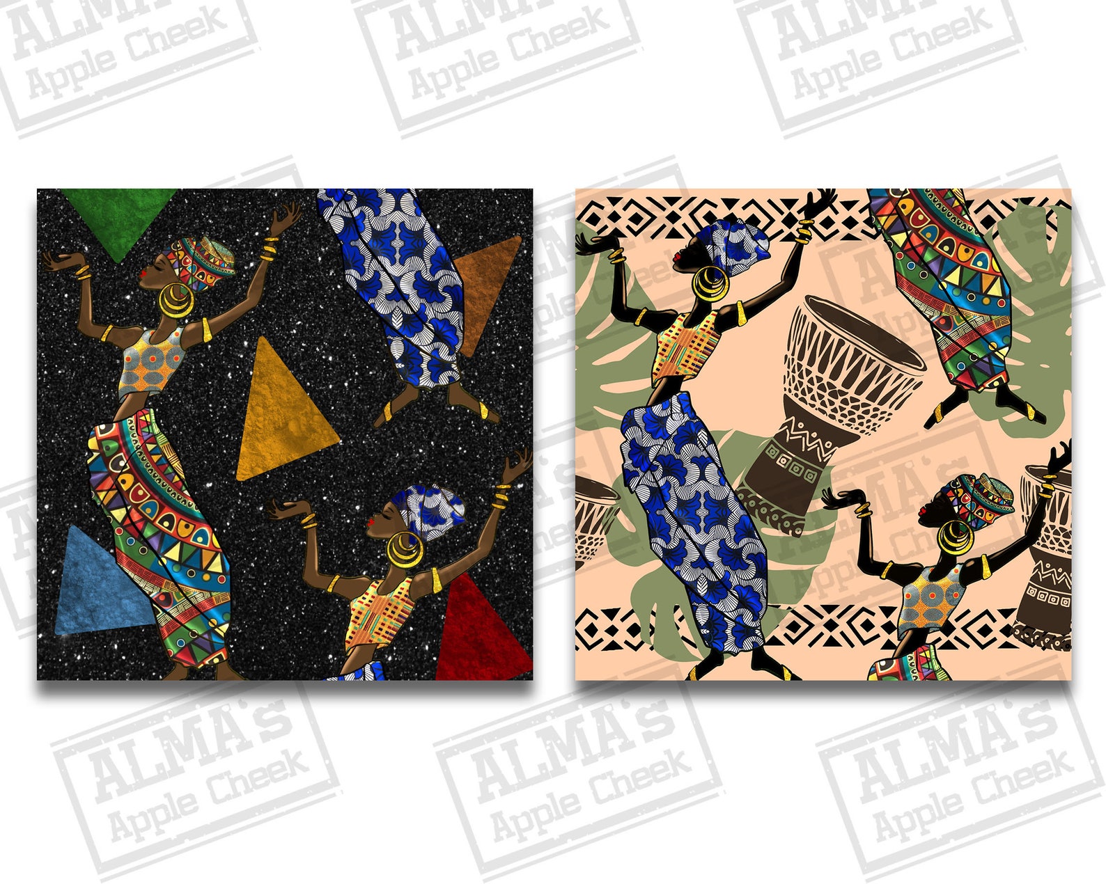 African Seamless Pattern Png Design Bundle, Digital Paper Bundle Png ...
