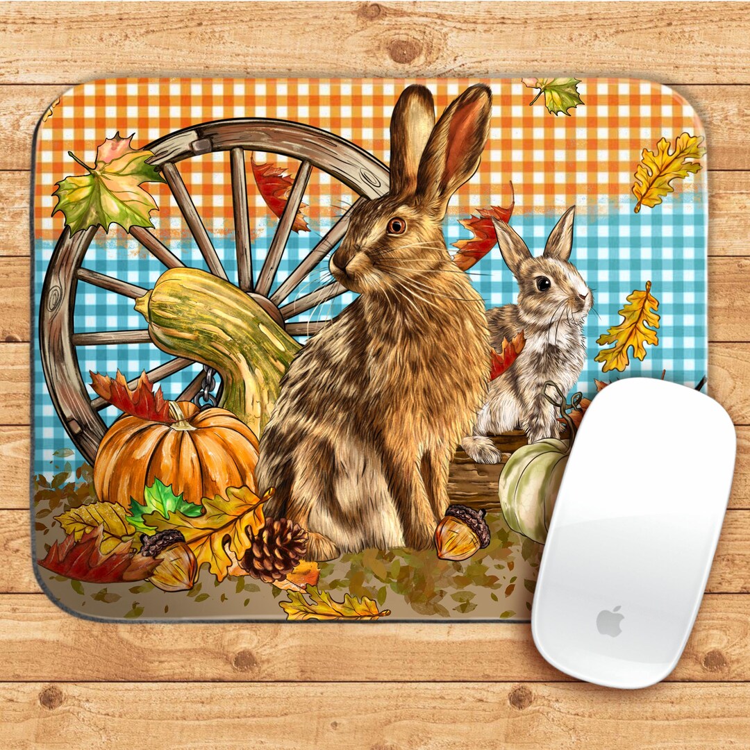 Fall Rabbit Mouse Pad Png Sublimation Design Download, Fall Vibes Mouse ...