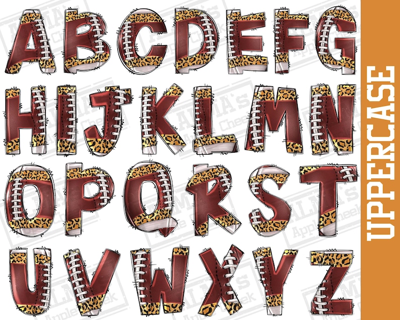 Football Alphabet Bundle Png, Football Doodle Letters Png, Football ...
