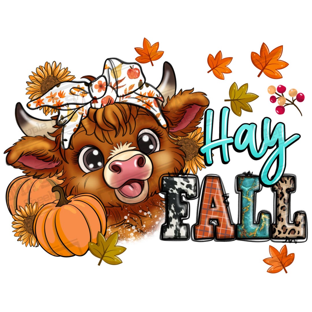Hay Fall Png Sublimation Design Download, Heifer Cow Png, Fall Pumpkin ...