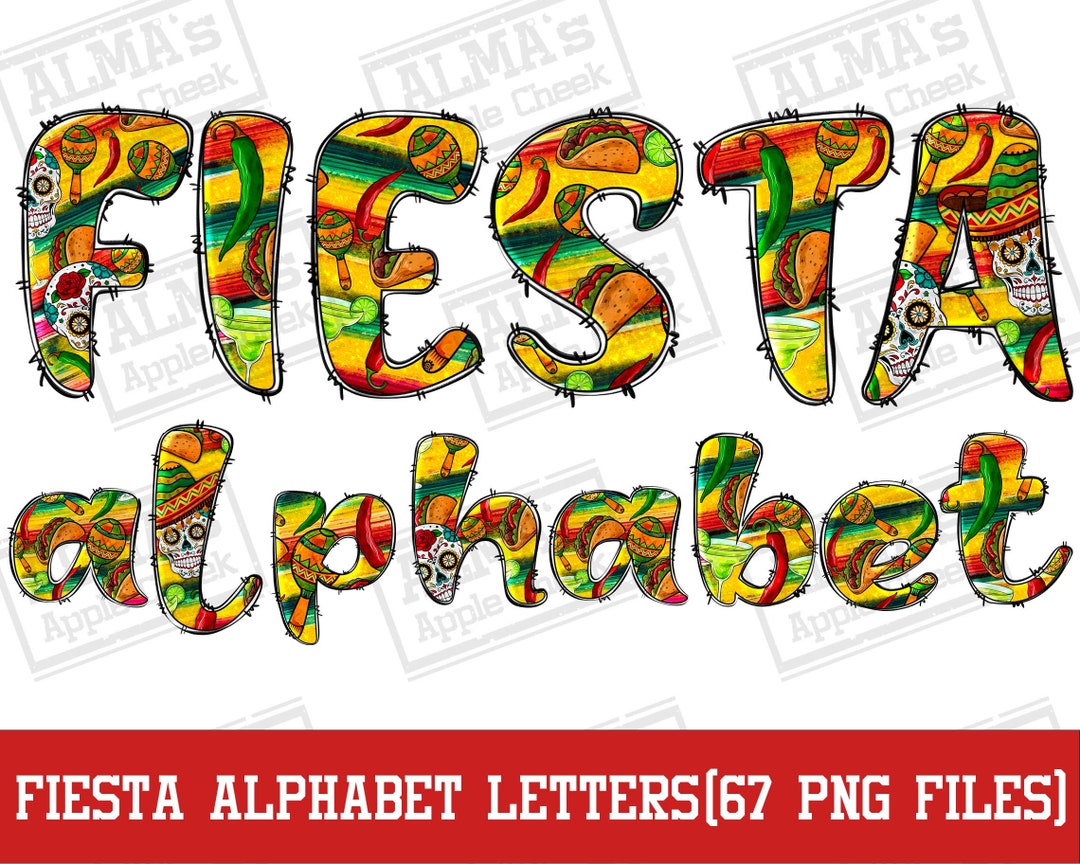 Fiesta Alphabet Bundle Png, Mexico Doodle Letters Png, Mexican Letters ...