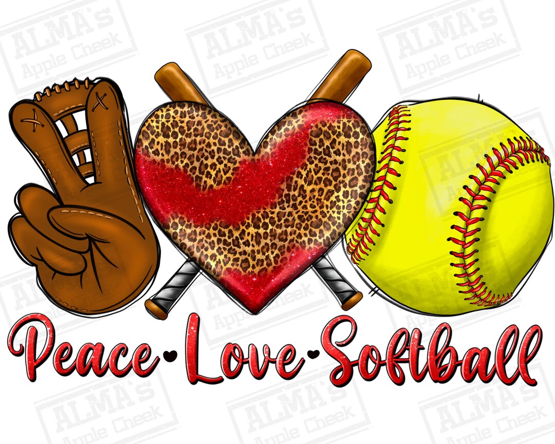 Peace Love Softball Png Sublimation Design Download, Softball Png ...