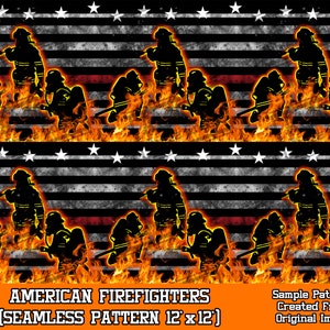 American Firefighters Seamless Pattern Digital Paper, Digital Seamless ...