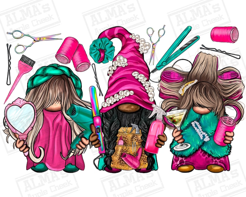 Hair Gnomes Png Sublimation Design Download, Hairstylist Png, Gnomes ...