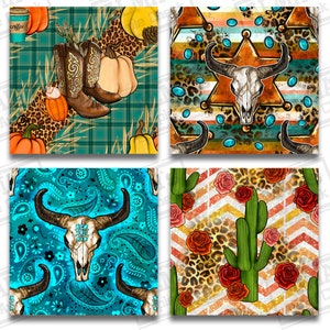 15 Digital Paper, Western Rodeo Seamless Pattern Digital Paper Bundle ...