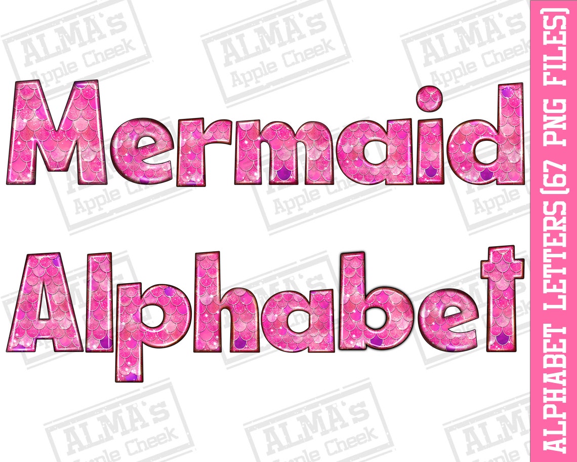 Mermaid Alphabet Bundle Png, Mermaid Doodle Letters Png, Mermaid ...