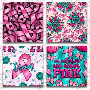 12 Digital Paper, Breast Cancer Awareness Seamless Pattern Digital ...