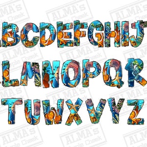 Sea Life Alphabet Bundle Png, Sea Doodle Letters Png, Sea Letters Png ...
