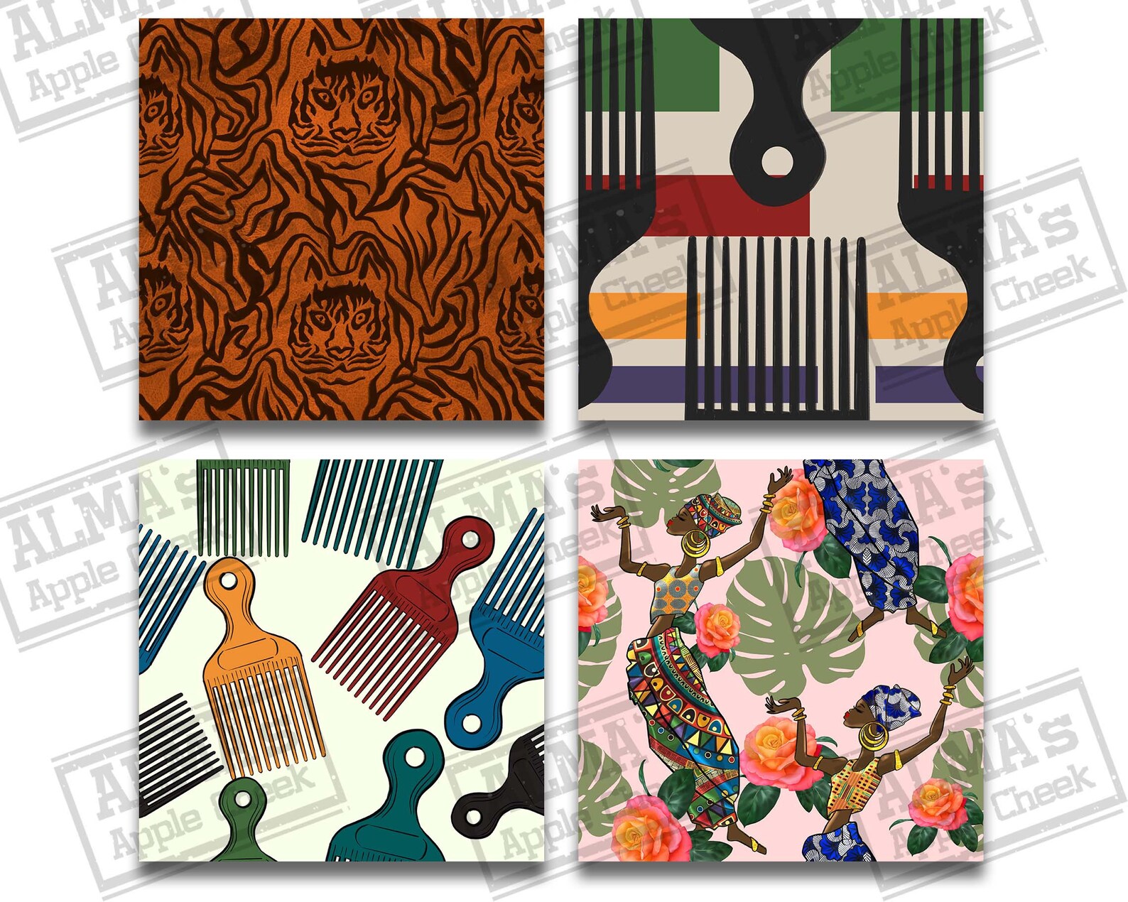 African Seamless Pattern Png Design Bundle, Digital Paper Bundle Png ...