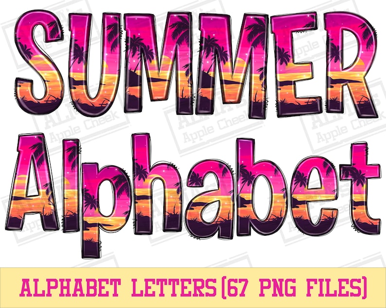 Sunset Beach Alphabet Thumbnail Png Files Bundle Sunset - Etsy