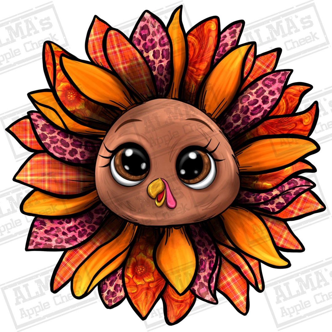 Turkey Sunflower Png Sublimation Design Download, Thanksgiving Png ...