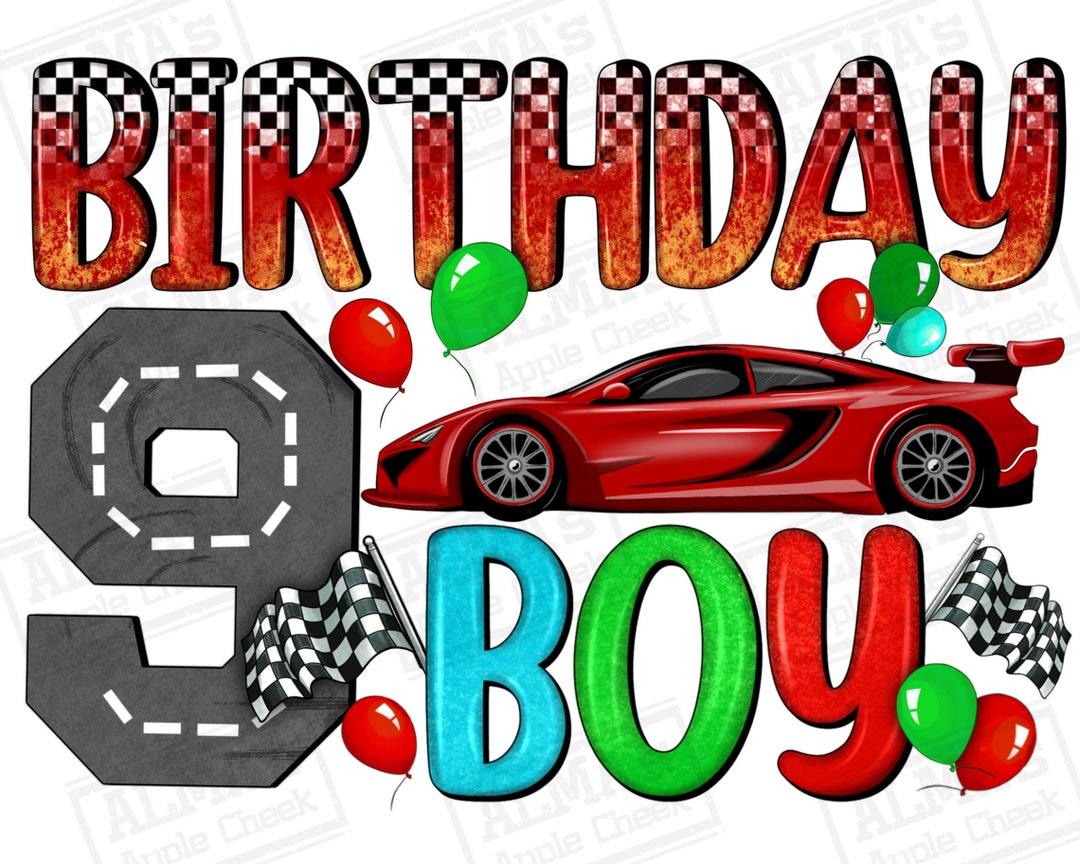 Birthday Boy Png Sublimation Design Download, 9th Birthday Png ...