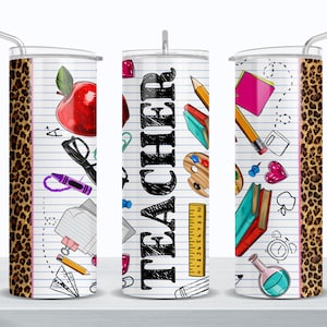 Teacher 20 Oz Skinny Tumbler Png Sublimation Design Download, Teacher ...