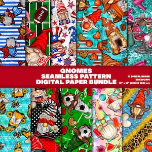 11 Digital Paper, Western Gnomes Seamless Pattern Digital Paper Bundle ...