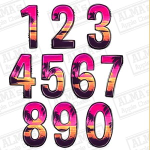 Sunset Beach Alphabet Thumbnail Png Files Bundle, Sunset Doodle Letters ...