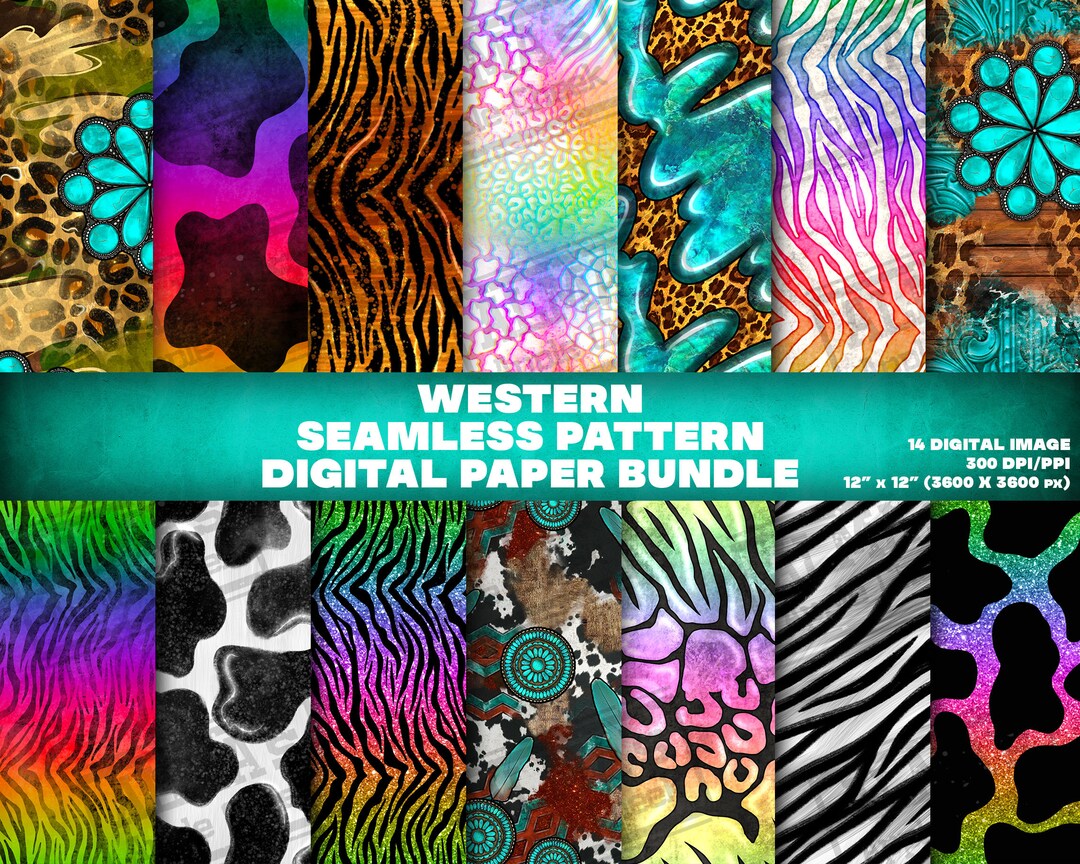14 Digital Paper, Colorful Seamless Pattern Digital Paper Bundle Png ...