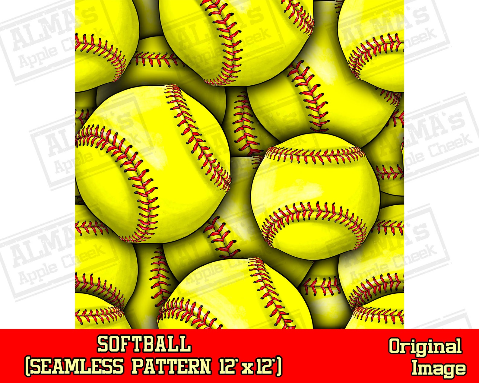 Softball Seamless Pattern Digital Paper, Softball Digital Seamless ...