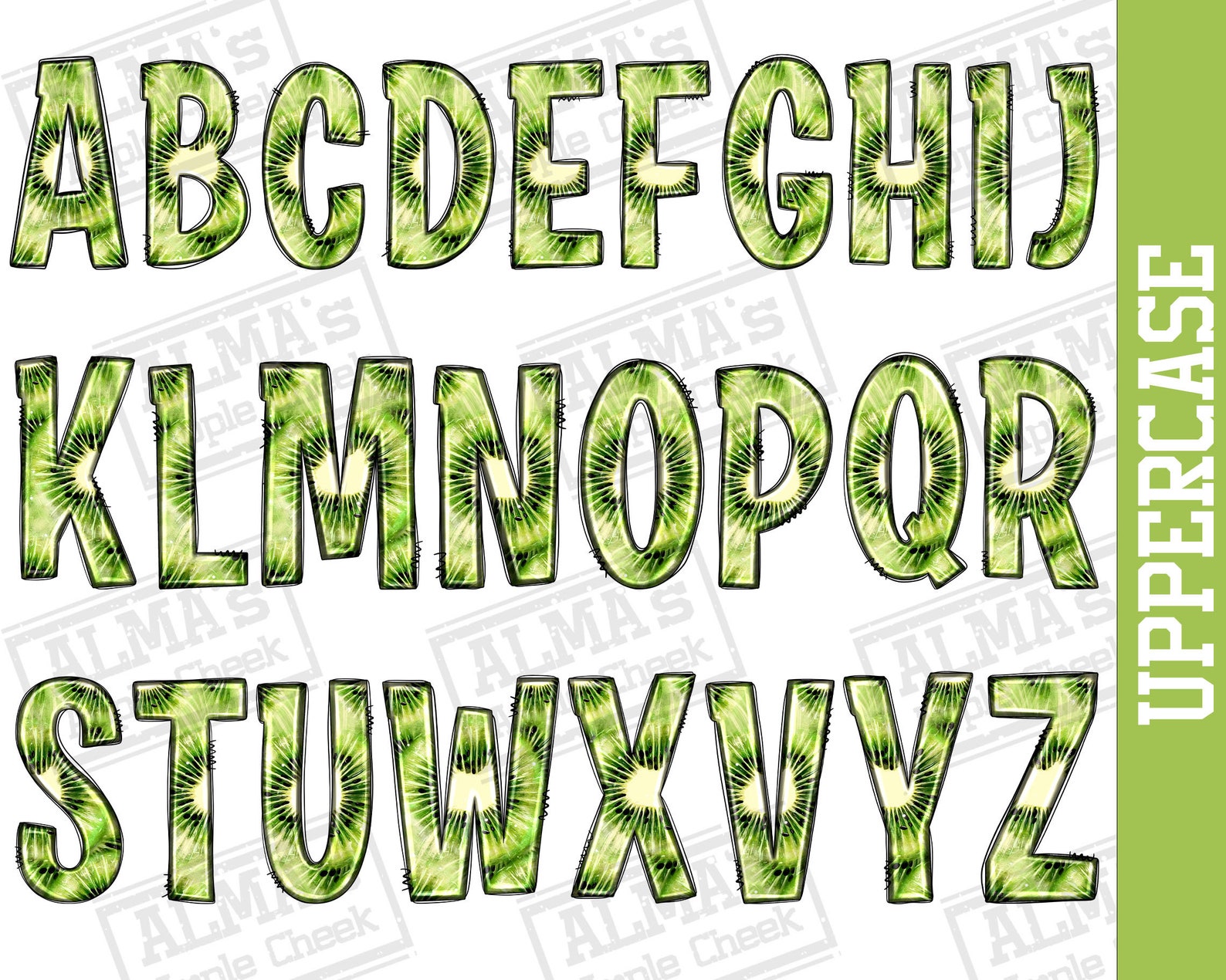 Kiwi Alphabet Bundle Png Kiwi Doodle Letters Png Kiwi - Etsy