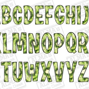 Kiwi Alphabet Bundle Png, Kiwi Doodle Letters Png, Kiwi Letters Png ...