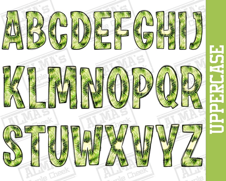 Kiwi Alphabet Bundle Png Kiwi Doodle Letters Png Kiwi - Etsy