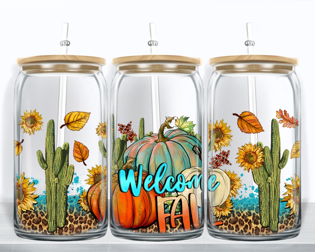 Welcome Fall 16 Oz Libbey Glass Wrap Png, Libbey Wrap Png, Libbey Glass ...