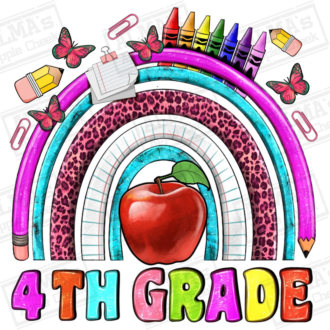 4th Grade Png Sublimation Design Download, Back to School Png, School ...