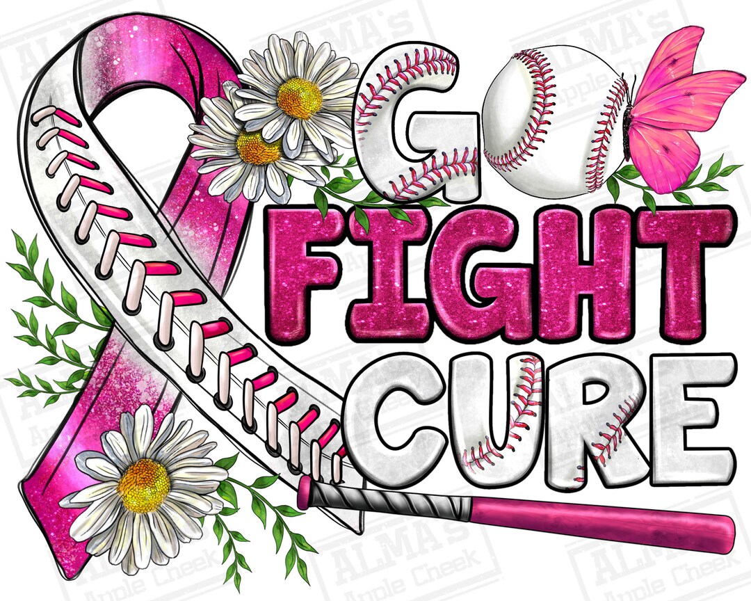 Go Fight Cure Baseball Png Sublimation Design Download, Breast Cancer ...