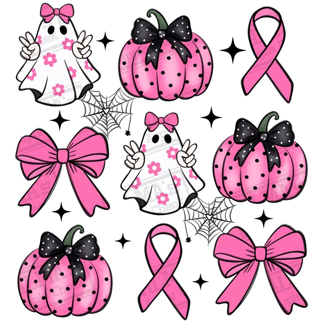 Coquette Pumpkin Breast Cancer Png Sublimation Design Download, Breast ...