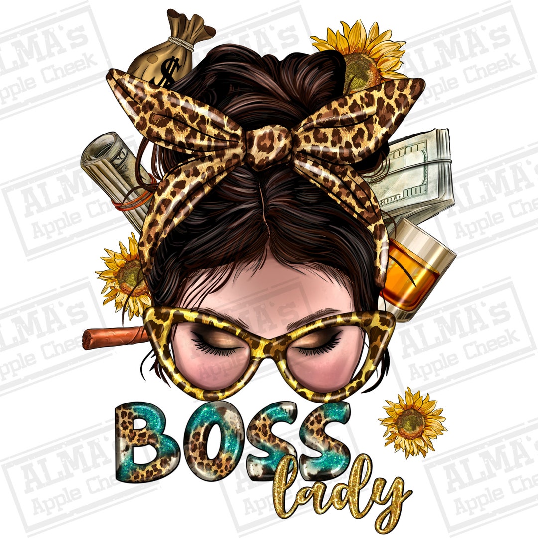 Western Messy Bun Boss Lady With Money Png Sublimation Design Download ...