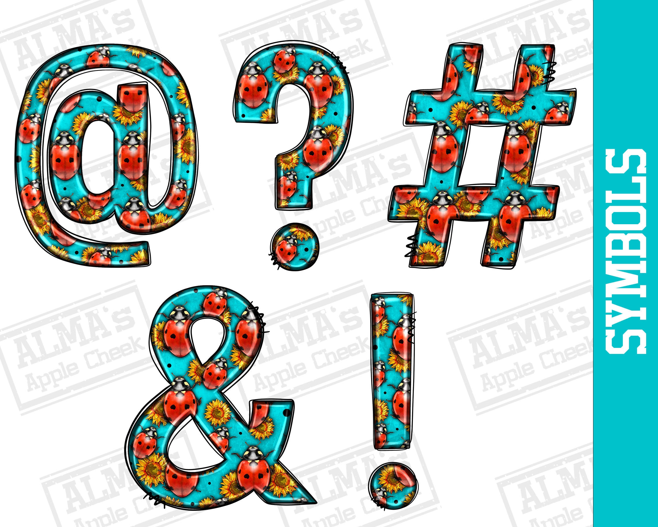 Ladybug Alphabet Bundle Png, Ladybug Doodle Letters Png, Ladybug ...
