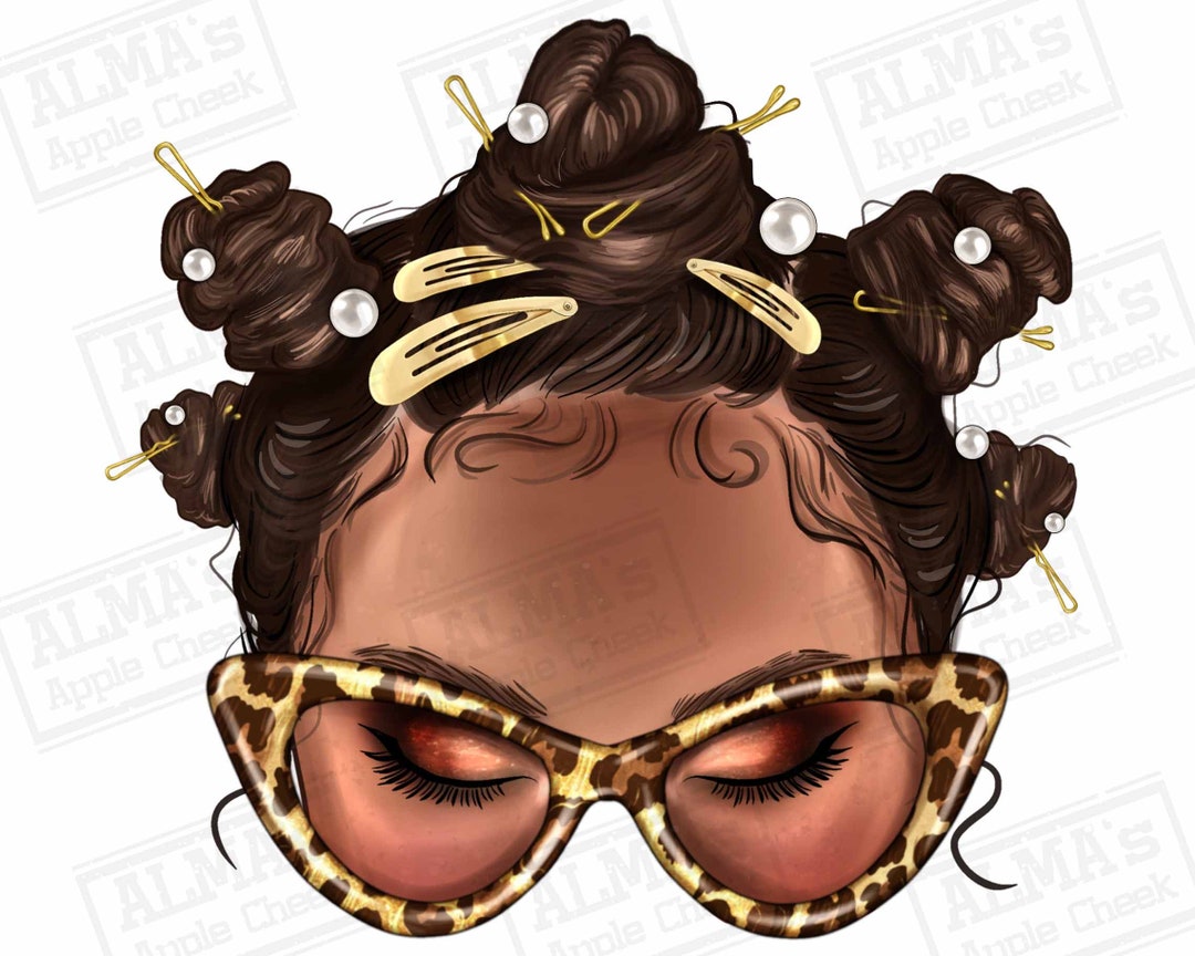 Afro Bantu Knots Hairstyles Messy Bun With Clasp Png Sublimation Design ...