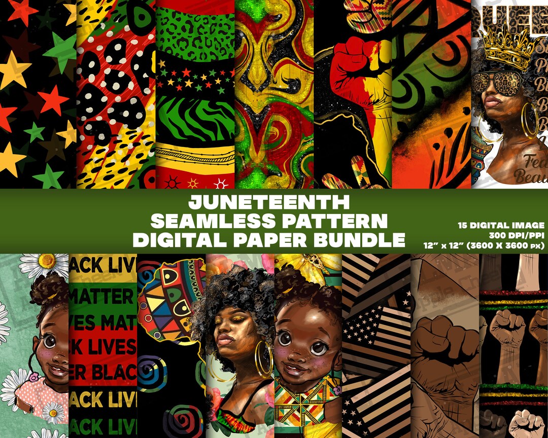 15 Digital Paper, Juneteenth Seamless Pattern Digital Paper Bundle Png ...