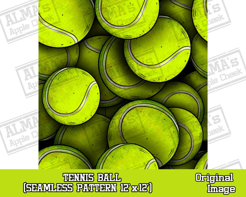 Tennis Ball Seamless Pattern Digital Paper, Tennis Digital Seamless ...