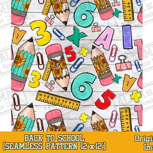 Back to School Seamless Pattern Digital Paper, School Digital Seamless ...