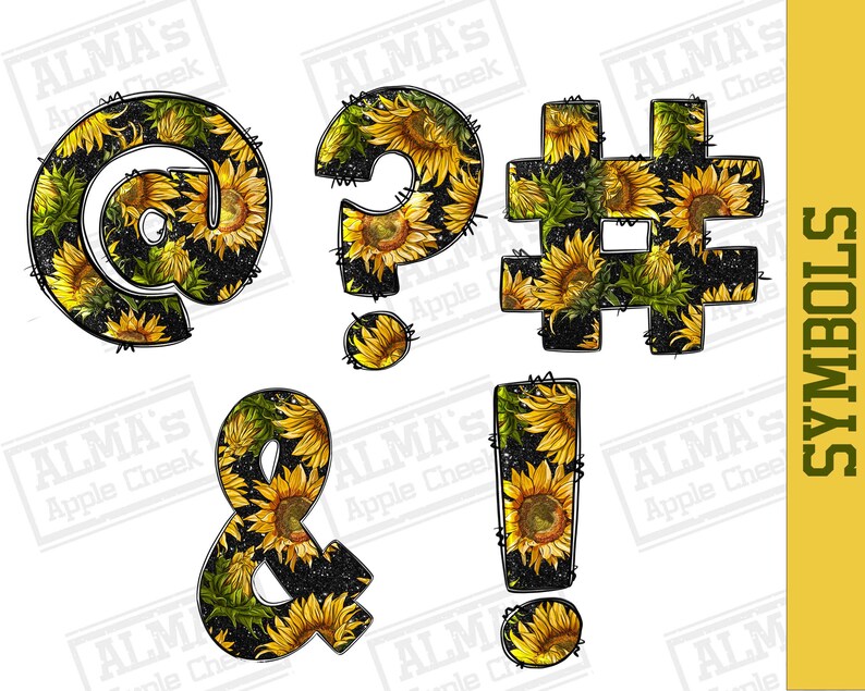 Sunflower Alphabet Thumbnail Png Files Bundle Sunflower - Etsy