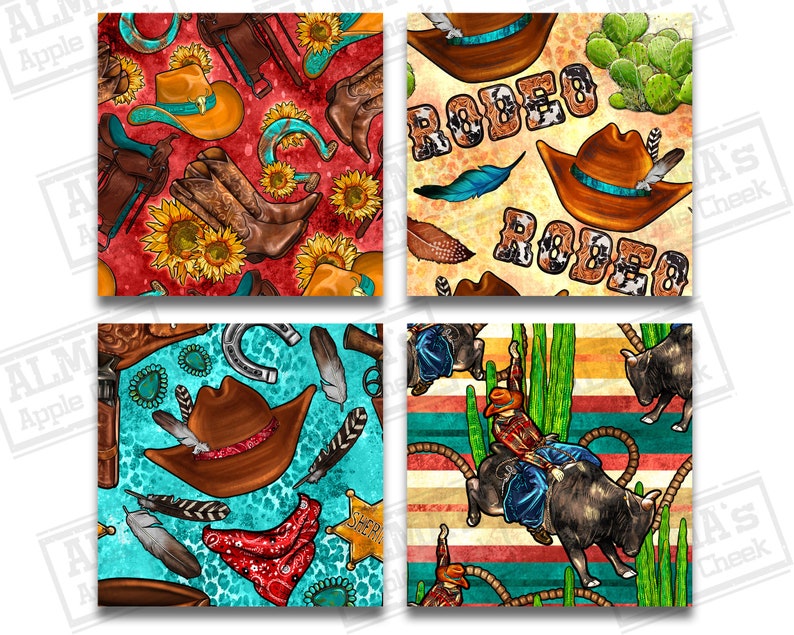 15 Digital Paper Western Rodeo Seamless Pattern Digital Paper - Etsy