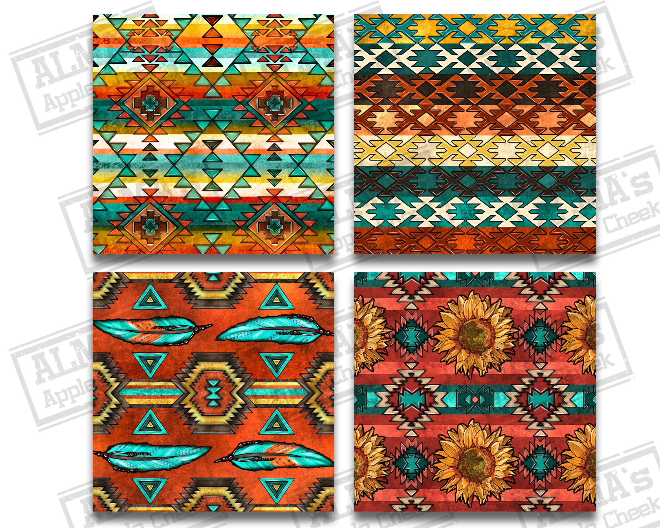 11 Digital Paper, Native American Seamless Pattern Digital Paper Bundle ...