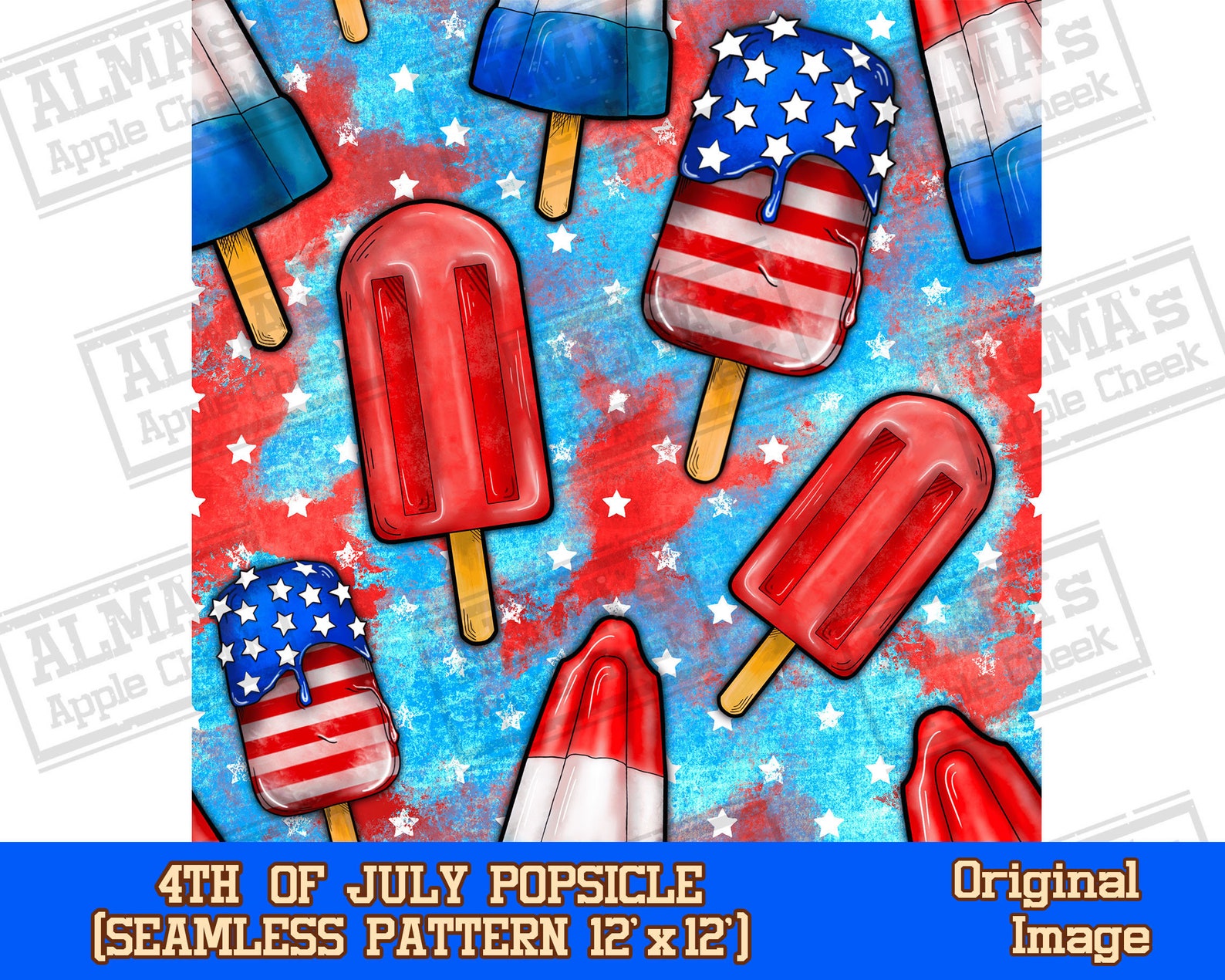 4th of July Popsicle Seamless Pattern Digital Paper, American Digital ...