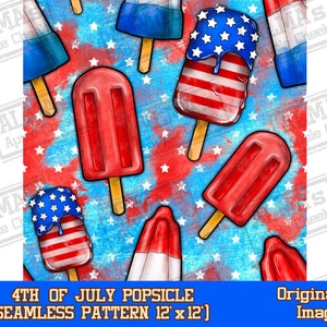 4th of July Popsicle Seamless Pattern Digital Paper, American Digital ...