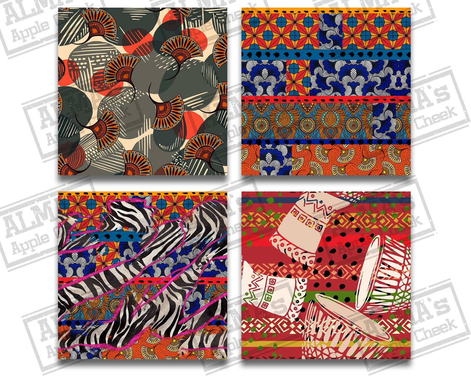 African Seamless Pattern Png Design Bundle, Digital Paper Bundle Png ...
