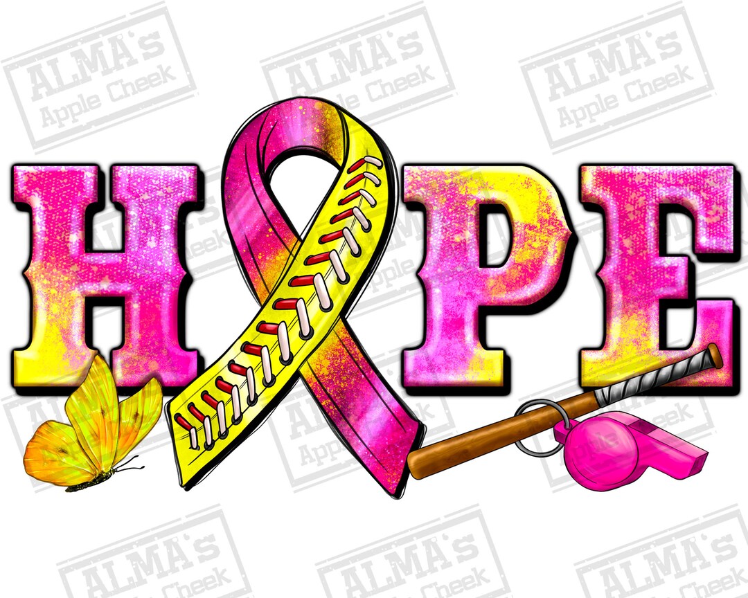 Softball Breast Cancer Hope Png Sublimation Design Download, Cancer ...