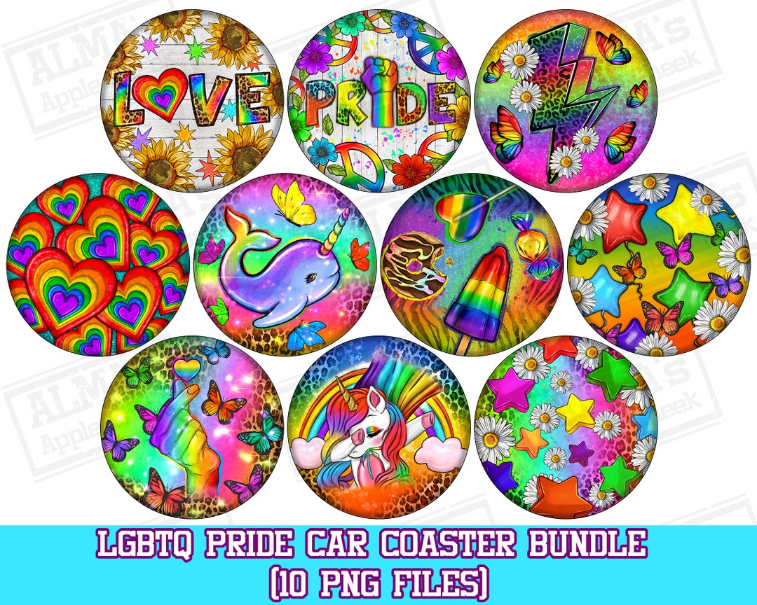 LGBTQ+ Pride Car Coaster Png Sublimation Design Bundle, Western Car ...