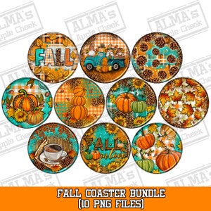 Fall Car Coaster Png Sublimation Design Bundle, Hello Fall Png, Fall ...
