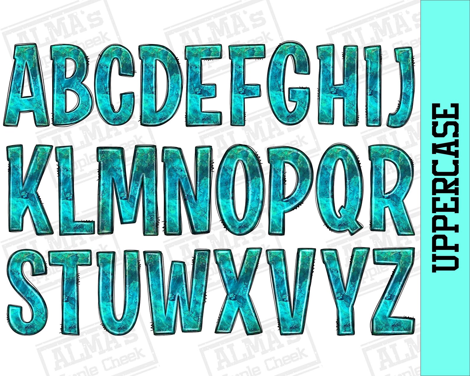 Turquoise Alphabet Thumbnail Png Files Bundle Turquoise - Etsy