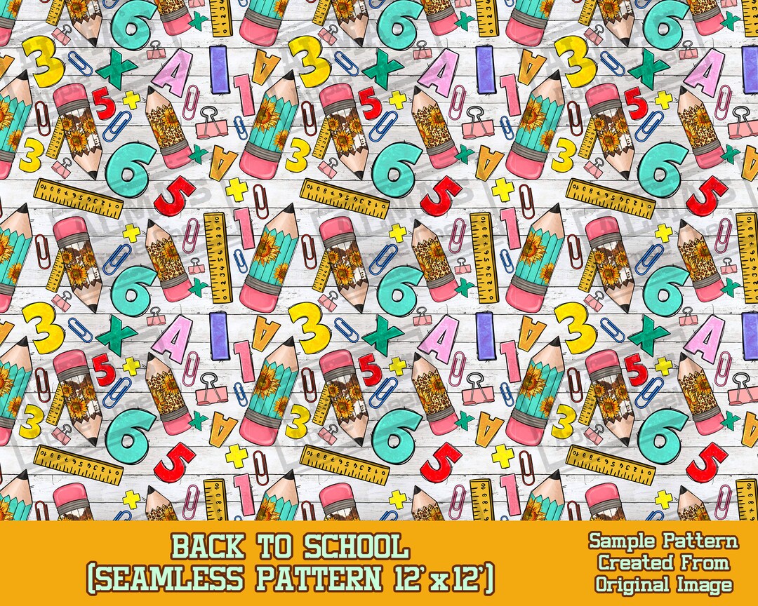 Back to School Seamless Pattern Digital Paper, School Digital Seamless ...